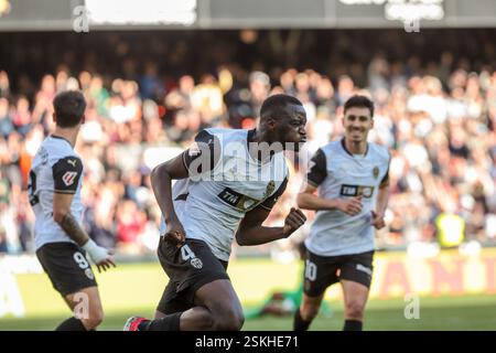 MOUCTAR DIAKHABY REACTS AFTER SCORE DURING A LA LIGA MATCH AT MESTALLA ...