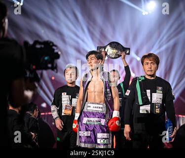Tokyo, Japan. 24th Jan, 2025. Challenger Shoki Sakai enters the ring before the OPBF and WBO ...