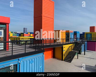 Colourful shipping containers in Doha Qatar Stock Photo - Alamy