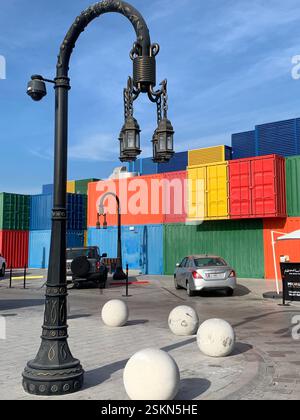 Colourful shipping containers at Doha Old Port Stock Photo - Alamy