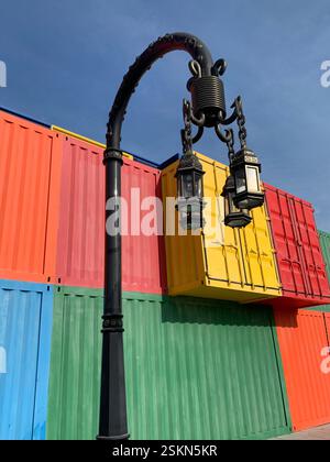 Colourful shipping containers at Doha Old Port Stock Photo - Alamy
