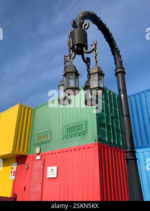 Colourful shipping containers at Doha Old Port Stock Photo - Alamy