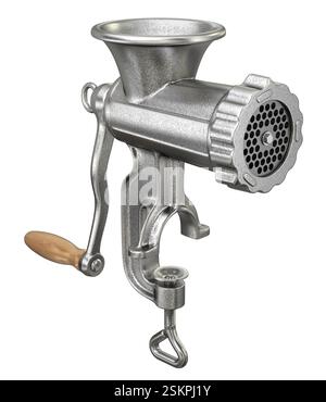 Retro iron manual meat grinder with handle. Old meat mincer sketch ...