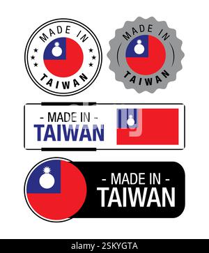 Taiwan icon. Round logo with country map and title. Stylish Taiwan ...