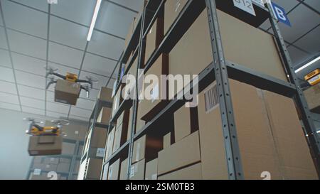 Logistics Distribution Center: UAV Drones Carrying and Delivering ...