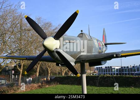 Supermarine Spitfire Mk XVI gate guardian at the RAF Museum in North ...