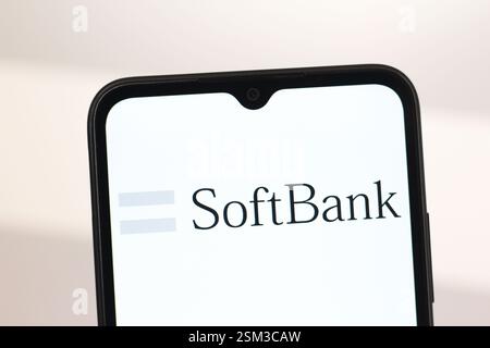 In this photo illustration, a SoftBank Group logo is displayed on the ...