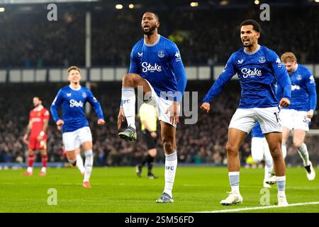 Beto of Everton celebrates his goal with team mate Harrison Armstrong ...