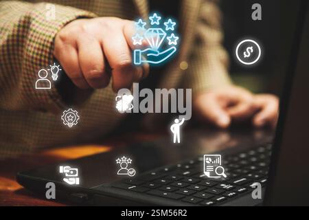 A futuristic business concept image illustrating key elements of a ...