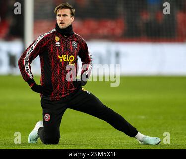 Rob Holding of Sheffield United in the pregame warmup session during ...