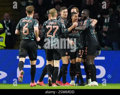 Michael Olise of Munich celebrates scoring during the Bundesliga soccer ...