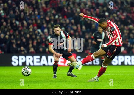 Sunderland's Wilson Isidor scores during the pre-season friendly match at the 1st Cloud Arena ...