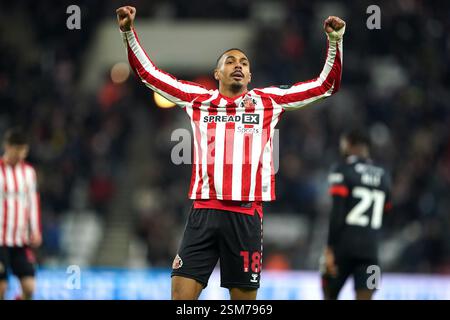Wilson Isidor Of Sunderland celebrates his goal during the Premier ...