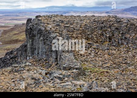 Borgarvirki columnar basalt Viking fortress on the Vatnsnes peninsula ...