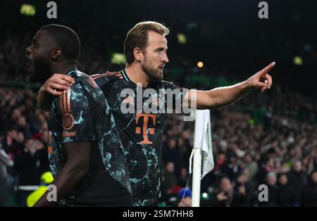 Bayern Munich's Dayot Upamecano celebrates a goal that was called back ...