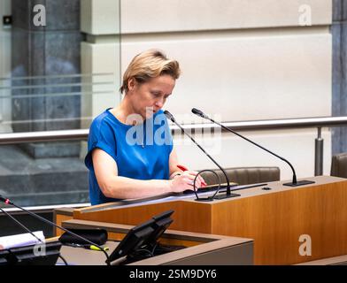 Minister Annick De Ridder NVA at the Flemish parliament plenary meeting in Brussels, Belgium, 12 ...