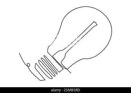 Light bulb one line outline vector art illustration Stock Vector Image ...