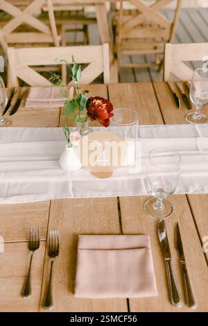 Table number 4 setting arranged and ready for the party guests to ...