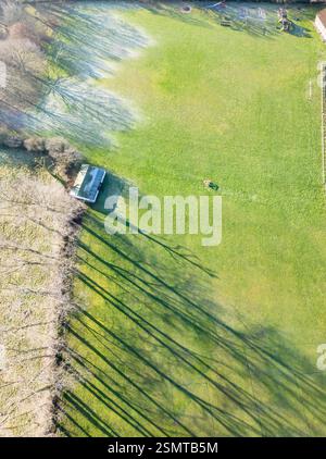 aerial view of the ancient village of ulcombe and its central park and ...