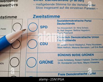 Briefwahlunterlagen mit Wahlschein und Stift bei Die Grüne *** Postal ...
