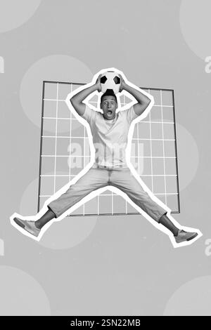 Photo cartoon comics sketch collage picture of excited guy shouting toa ...