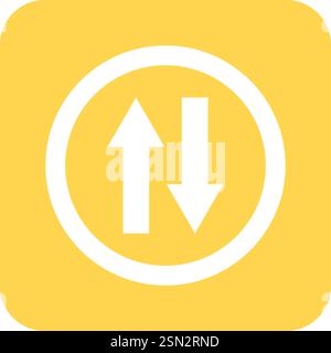 Two way traffic sign logo sign vector outline in black and white color ...