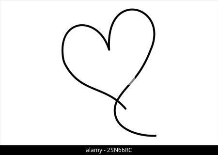 Heart continuous one line art drawing of heart hand drawn vector ...