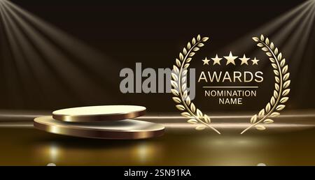 Award ceremony nomination name podium, golden prize event, scene star ...