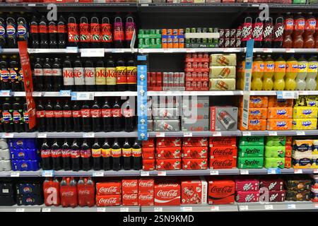 Lines of Coke a Cola on sale in a UK supermarket Stock Photo - Alamy