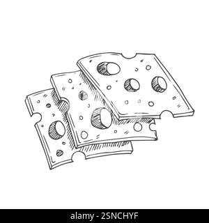 Cheese slices illustration, drawing, engraving ink line art Stock ...