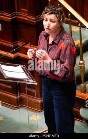 Sarah Schlitz Ecolo Groen at the plenary session of the Chamber at the ...
