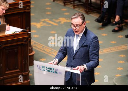 Bart De Wever Prime minister NVA at the plenary session of the Chamber at the federal parliament ...
