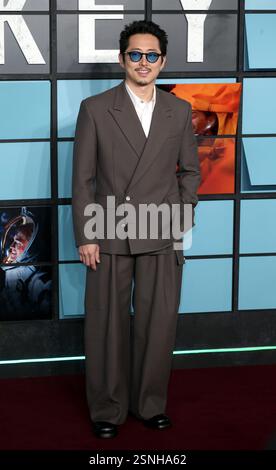 Steven Yeun attends the world premiere of "The Rip" at Alice Tully Hall ...