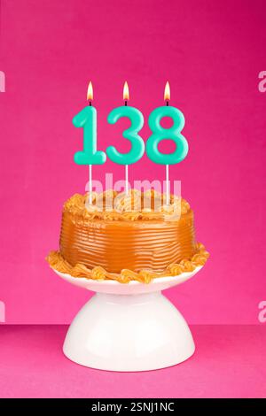 Birthday Cake With Candle Number 138 - On Pink Background Stock Photo ...