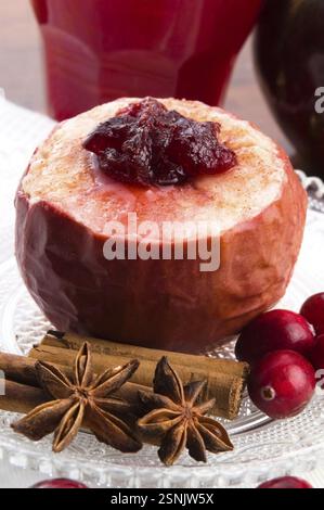 Baked apples with cranberry jam, lodz, poland Stock Photo - Alamy