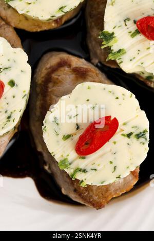 Steak with herbs butter, lodz, poland Stock Photo - Alamy