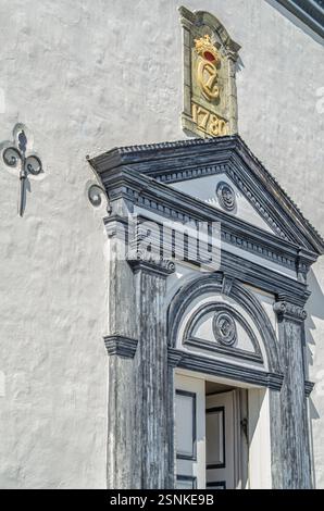 Architectural detail of Roros Church, landmark in the mining town of ...