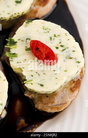 Steak with herbs butter, lodz, poland Stock Photo - Alamy