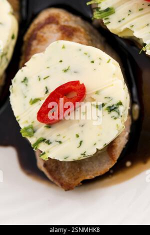 Steak with herbs butter, lodz, poland Stock Photo - Alamy