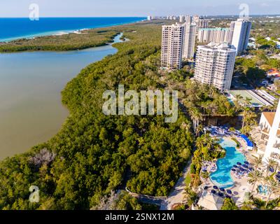 Naples Florida aerial photo coastal neighborhoods with homes and beach ...