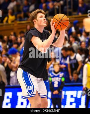 February 12, 2025: Duke forward Kon Knueppel (7) during warmup.NCAA ...