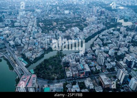 A stunning aerial view of Dhaka’s Gulshan area, featuring Gulshan Lake ...
