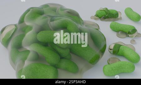 3D rendering, a lumpy mass represents the extracellular polymeric ...