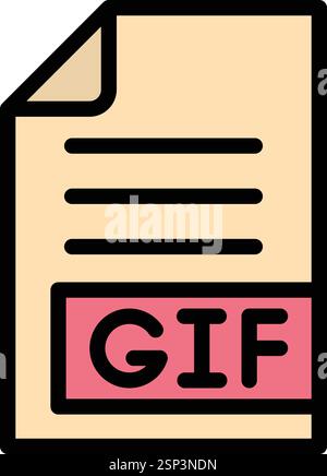 Gif icon logo sign vector outline in black and white color Stock Vector ...