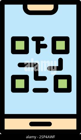 QR code icons set. Outline set of QR code vector icons neon color on black Stock Vector Image ...