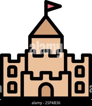 Sand castle outline icon vector illustration, summer season logo design ...