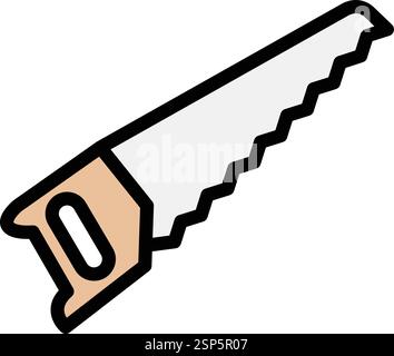 Carpenter saw outline vector icon. Thin line black carpenter saw icon ...
