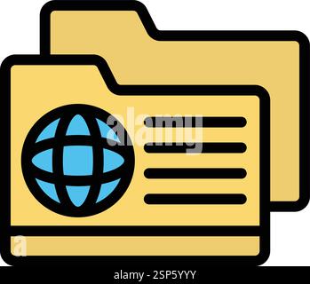 Folder icon logo sign vector outline in black and white color Stock ...