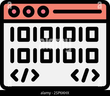 Binary code outline vector icon. Thin line black binary code icon, flat vector simple element ...
