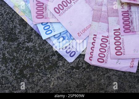 colorful Indonesian money neatly lined up various fractions Stock Photo ...